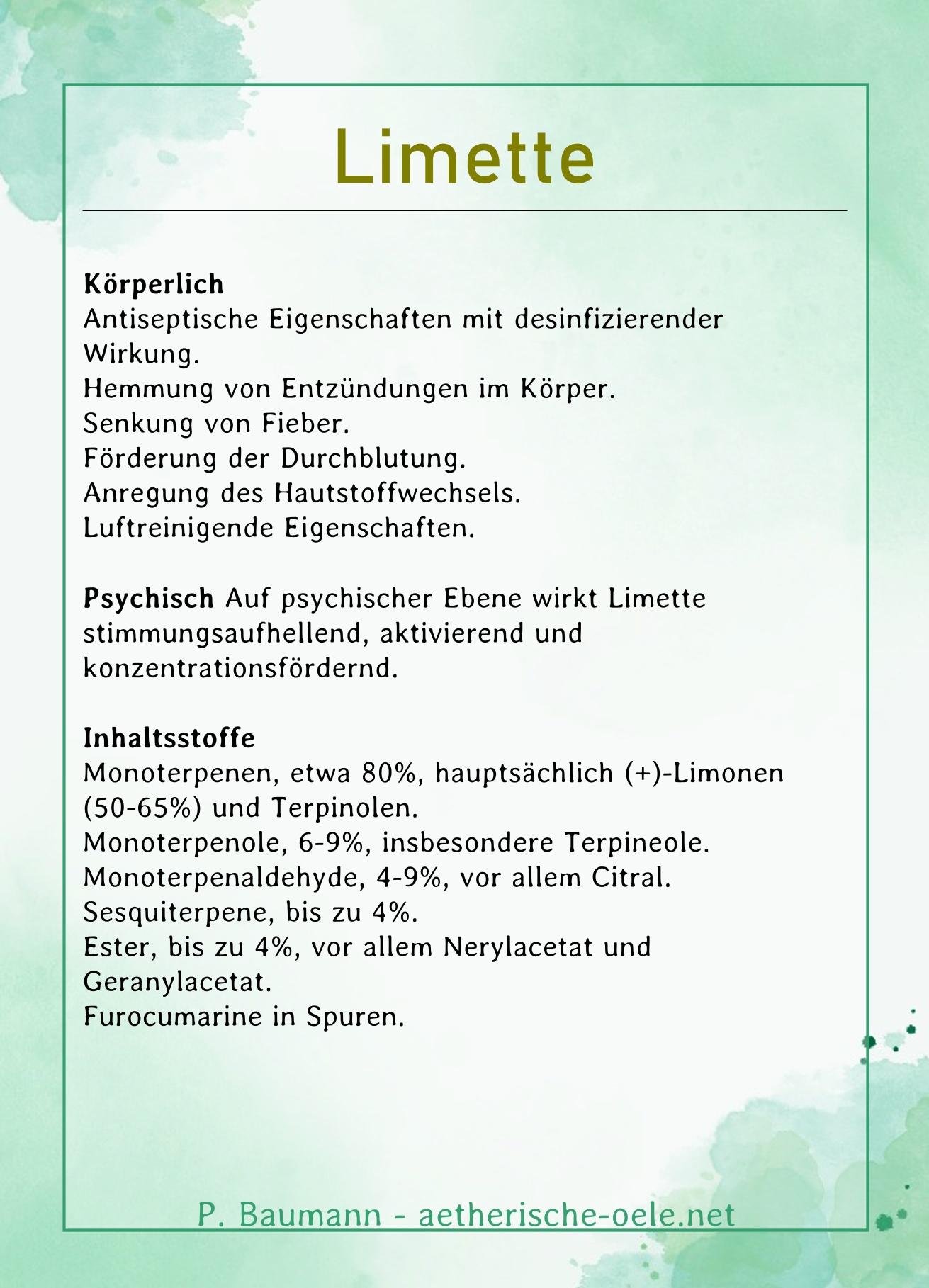 Limette (Citrus aurantifolia) - Aromatherapie - Aromapflege ...